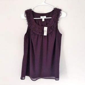 LOFT | Tops | Loft Ann Taylor Purple Deep Plum Petal Neck Top | Poshmark